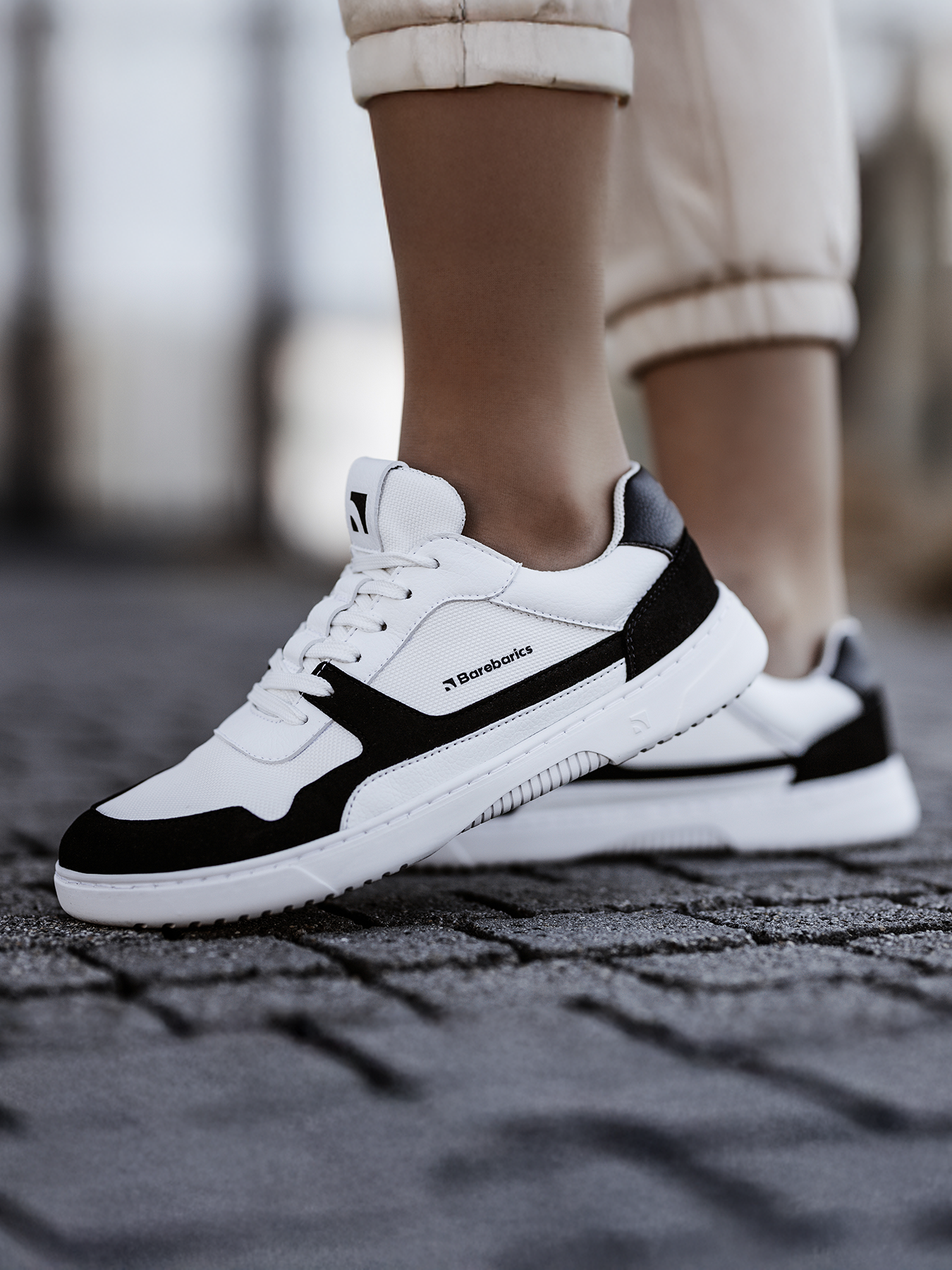 Barefoot Sneakers Barebarics - Zing - White & Black Vegan | Be Lenka