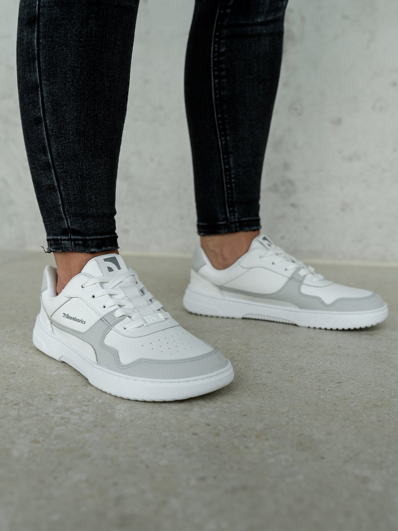 Barefoot Sneakers Barebarics Zing - White & Light Grey | Be Lenka